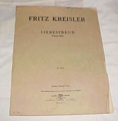 Fritz Kreisler Liebesfreud Piano Solo Sheet Music (Alt-Wiener ...