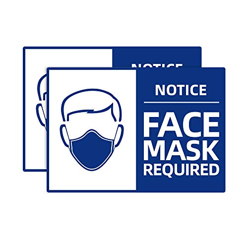 Buy 2 Pack Face Mask Required Sign Sticker, 7"x10" Please Wear Face ...
