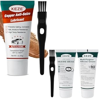 Keze Brake Grease Copper Anti Seize Lubricant 1 oz 1 Pack and Food Grade Silicone Lubricant ...