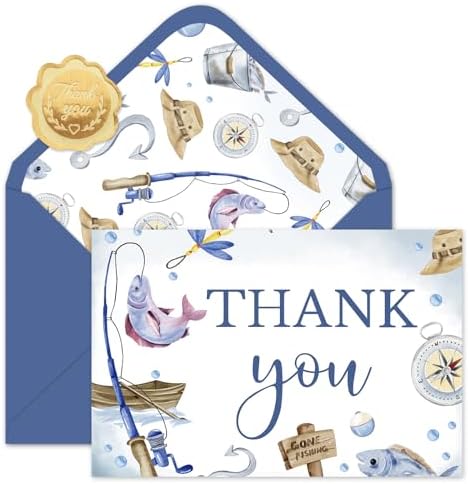 Amazon.com: Whaline 24 Pack Fishing Thank You Cards Greeting Cards with ...
