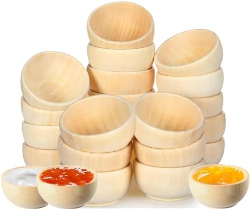 Amazon.com | Uiifan Set of 40 Wood Small Bowls Unfinished Wooden Mini ...