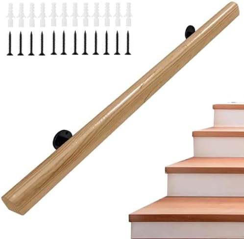 Amazon.com: Indoor Stairs Handrail Wood Handrails, 1.5ft-12ft Non-Slip ...