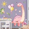 Amazon.com: Large Pink Dinosaur Wall Decals Cartoon Dino Balloon Flower ...