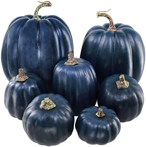 Amazon.com: Winlyn 10 Pcs Assorted Navy Blue Artificial Pumpkins Dark ...