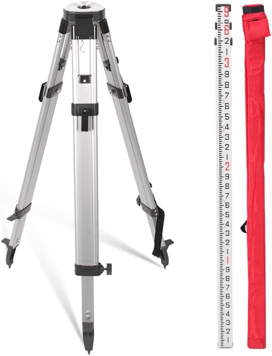 Surveying Tripod and Aluminum Grade Rod Combo - 66" Extended Height ...