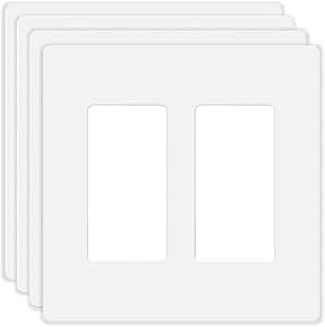 2-Gang Screwless Decora Wall Plate Cover Double Switch Outlet Electrical Faceplate for Light ...