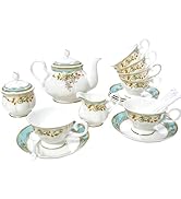 Amazon.com | LE POTOCIO Euro Style Bone China Tea Cup and Saucer Set, Tea Coffee Cups and ...