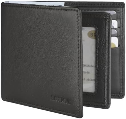 Amazon.com: LATKWO Mens Wallet - Genuine Leather Bifold RFID Blocking ...