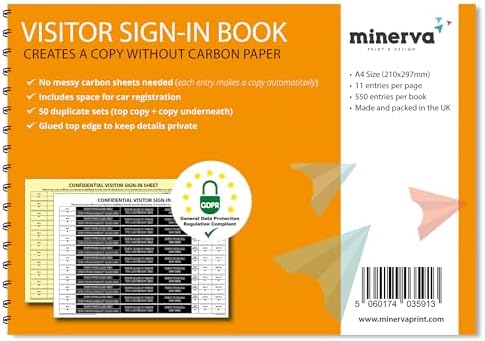 Confidential Visitor Sign-In Book with Car Registration – GDPR ...