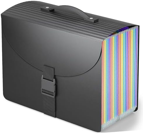 Amazon.com : TOPCJ 25 Pockets File Organizer with Plastic Handle,Expanding File Folders for ...