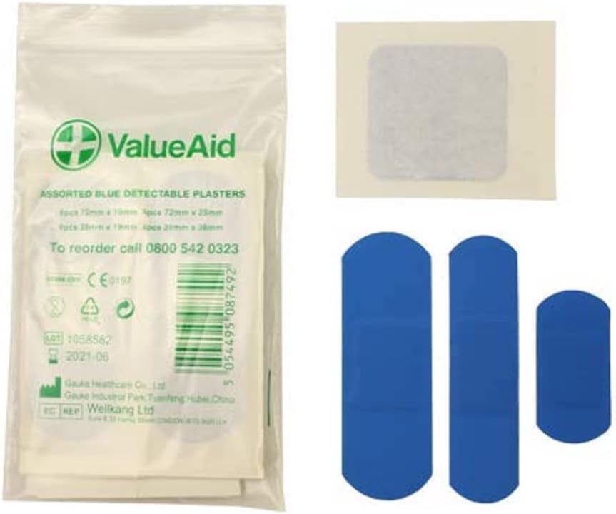 Value Aid Assorted Blue Detectable Plasters - Pack of 20 : Amazon.co.uk ...