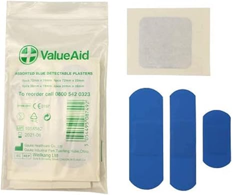 Value Aid Assorted Blue Detectable Plasters - Pack of 20 : Amazon.co.uk ...