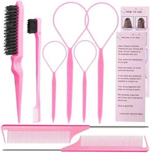 Amazon.com : Luumxai 9pcs Topsy Hair Tail Tool and rat tail comb set ...