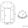 ELEGANT 900x900mm Semi-Frameless Pivot Pentagonal Shower Enclosure 8mm ...