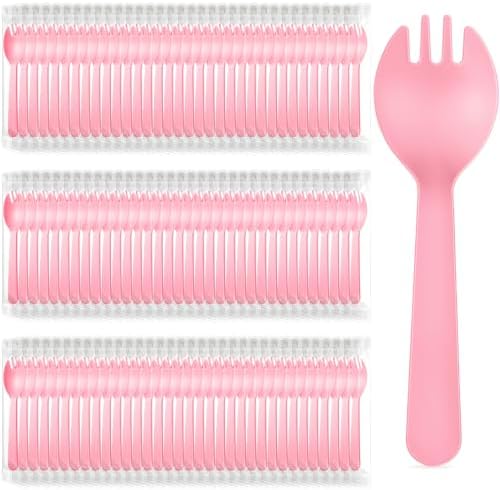 Amazon.com: Tioncy 150 Pcs Disposable Plastic Sporks Individually ...