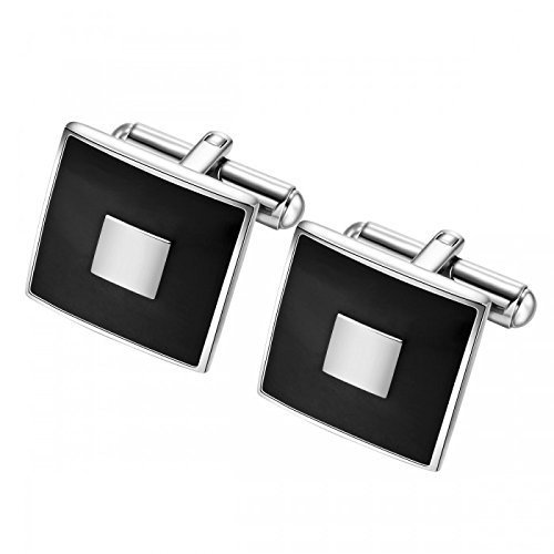 Amazon.com: Square Geometric Contrasting Stainless Steel Cufflinks ...