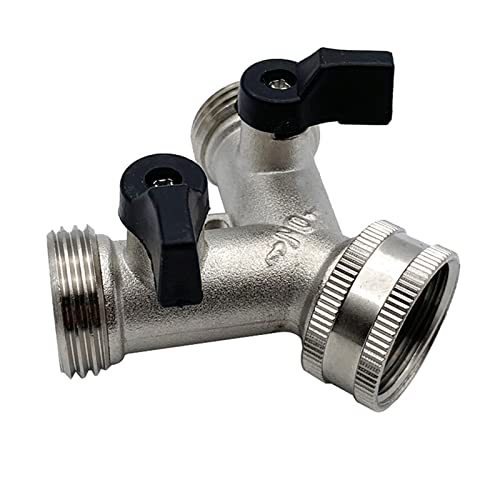 JasCherry 2 Way Brass Tap Manifold, Nickel-plated, Double Hose ...