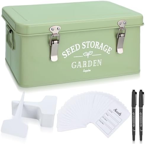 Amazon.com: Seed Storage Box – Metal Seed Packet Organizer with Garden ...
