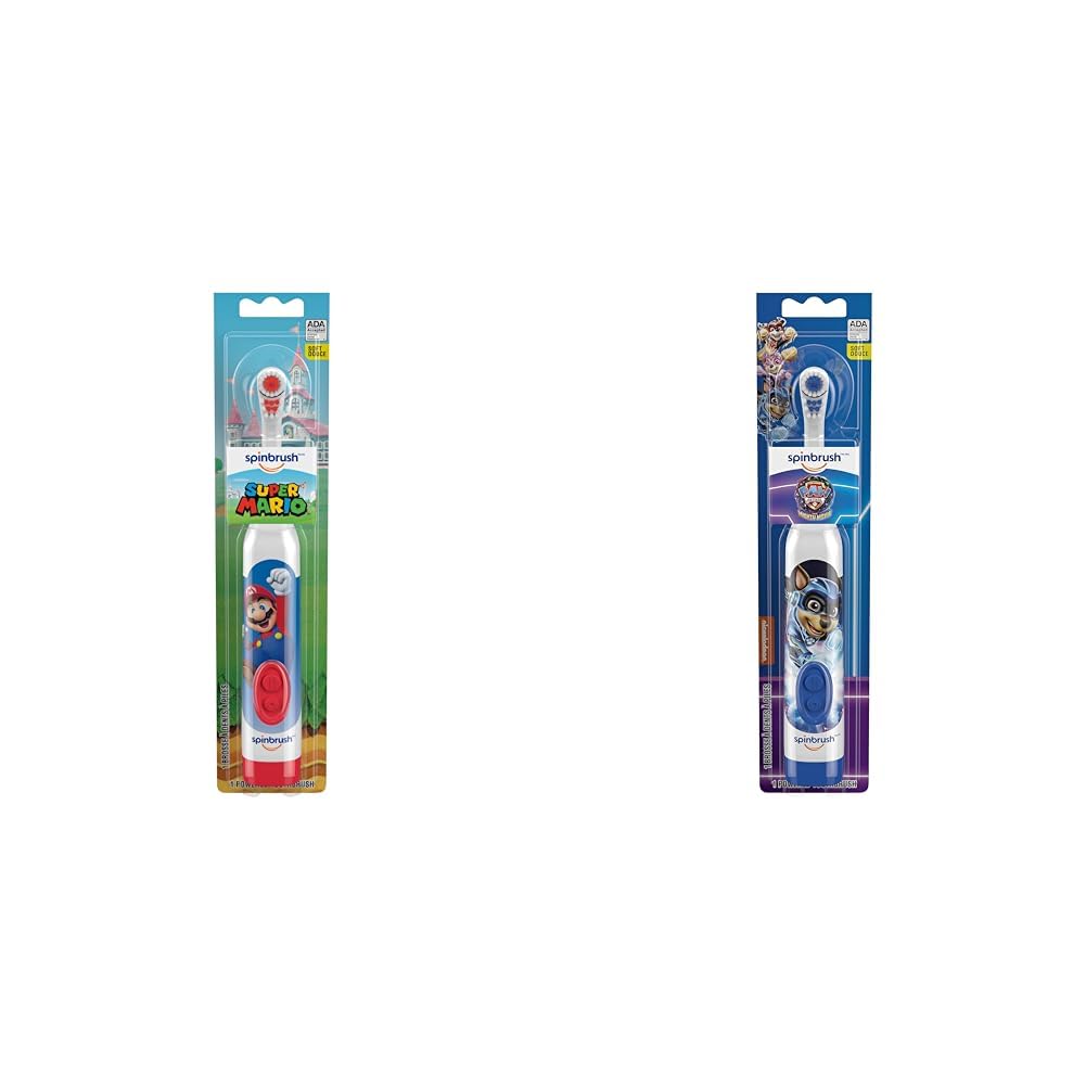 Amazon.com: Spinbrush Super Mario and PAW Patrol Kid's Electric Battery ...