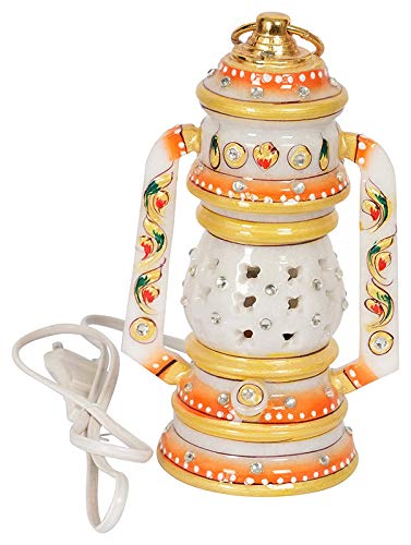 Buy Desi Decor Marble Handcrafted Minakari Work Lantern (15 cm x 12 cm ...
