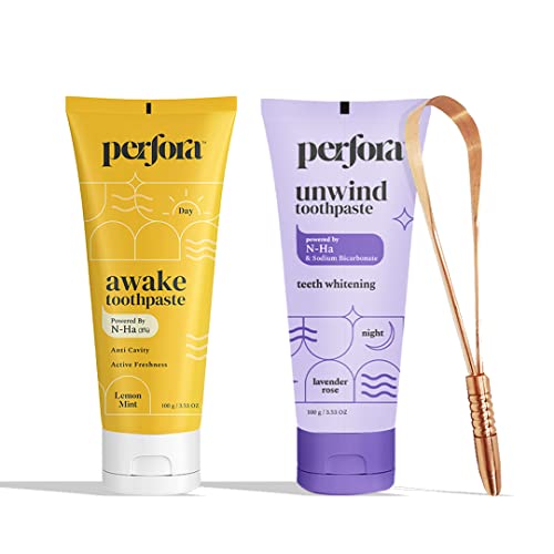 Perfora Toungue Cleaner & The Daily Routine Awake & Unwind Toothpaste ...