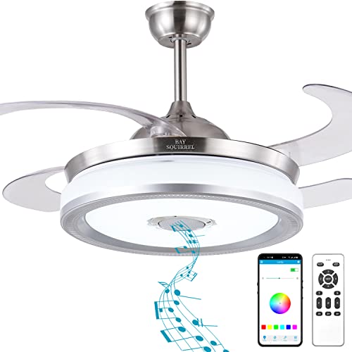 BAYSQUIRREL Retractable Bluetooth Ceiling Fan with Speaker, 85 Kinds of ...