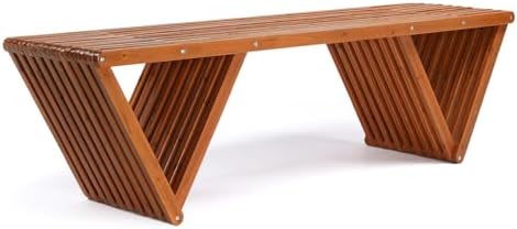 Amazon.com: VINGLI Outdoor Wooden Bench, 63" All Weather Patio Bench ...
