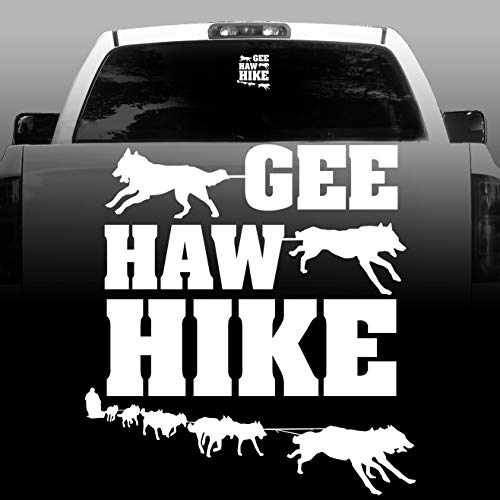 Amazon.com: GEE HAW HIKE Vinyl Decal - Sled Dogs, Siberian Huskies ...