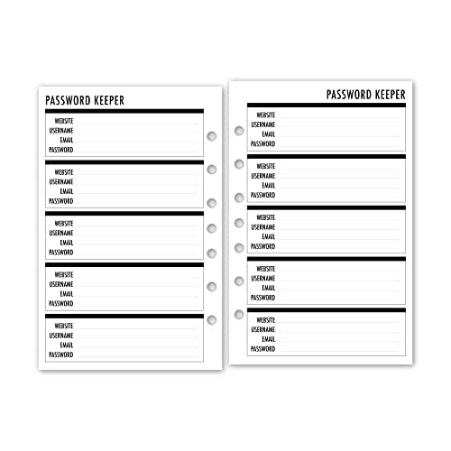 Amazon.com: Half Size Password Keeper Planner Insert Refill, 5.5 x 8.5 ...