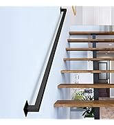 6FT Black Iron Hand Railing, Sturdy Safety Staircase Handrails Wall ...