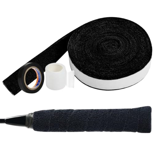 ACERS Badminton Racket Towel Overgrip Roll Black 10 Meters for 19 Grips ...