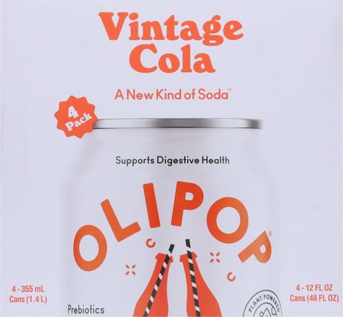 OLIPOP, Vintage Cola – Bebida tónica espumosa sabor clásico de cola, lata de 12 fl. oz, paquete ...