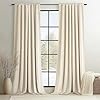 Amazon.com: Topfinel 72 Inch Cream Velvet Blackout Curtains, White Back ...