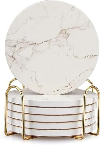 Amazon.com: Cute Pink Marble Coasters Set of 6 Stone Coffee Table Decor ...