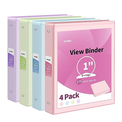 Snapklik.com : SUNEE 3 Ring Binder 1 Inch 4 Pack, Clear View Binder ...