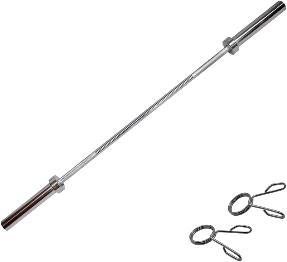 150cm 5 FT Chrome Olympic Barbell Bar 5 Foot Bar Weight & 2 Free Spring ...