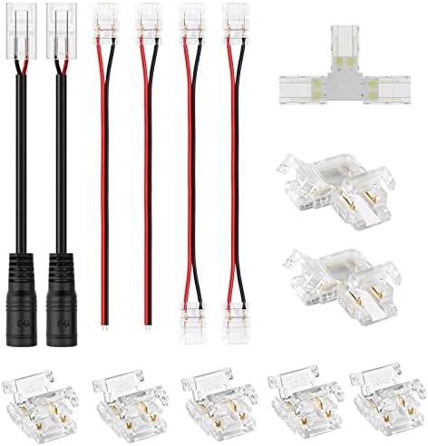 Amefil 2 Pin 8mm Cob LED Strip Connectors,DC Female Input with Easy ...