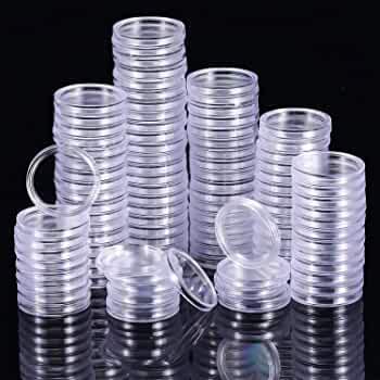 IHC ~ 60 Pcs/Box Coin Box Clear 40 MM Round Boxed Coin Holder Plastic ...