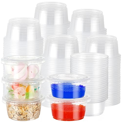 Mumufy 2000 Pack Clear Plastic Portion Cups with Lids Bulk Small ...