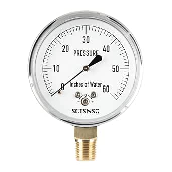 SCTSNSR 0 to 60 Inches of Water Column Pressure Gauge, Capsule ...