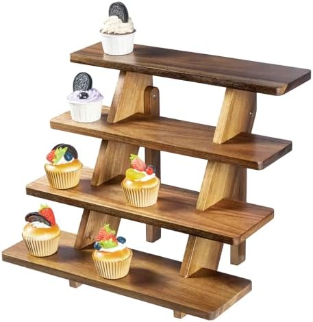 Amazon.com | MyGift Premium Solid Acacia Wood Cupcake Stand, 4 Tier ...