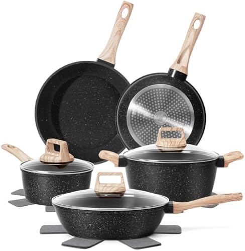 Amazon.com: Karaca BlackGold Non-Stick Pots and Pans Set, Bio Granite ...