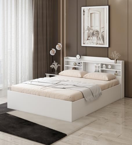 A GLOBIA Creations Viggo Queen Bed with Box Storage | Engineered Wood ...