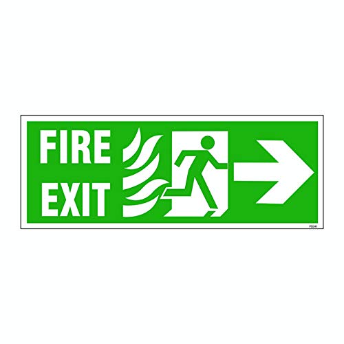 Protector Sign Right Arrow FIRE EXIT sign Night Glow Sign Set of 3 ...