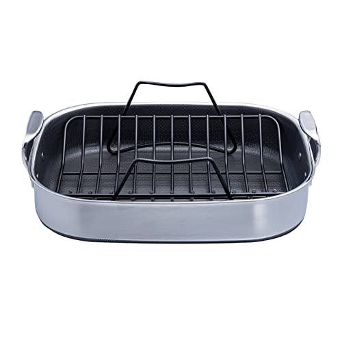 HexClad Hybrid Nonstick Roasting Pan with Rack, Dishwasher and Oven ...