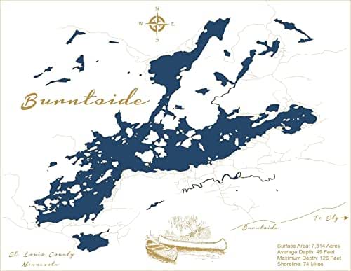 Amazon.com: Burntside Lake, Minnesota: Framed Wood Laser Engraved Map ...