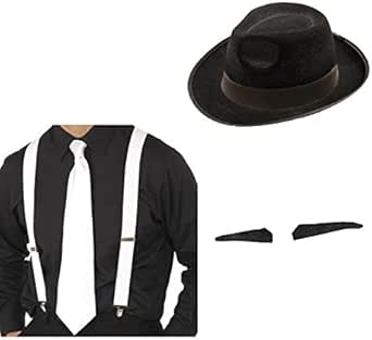Amazon.com: Blue Planet Online Men's Gangster Hat Brace Tie And Spiv ...