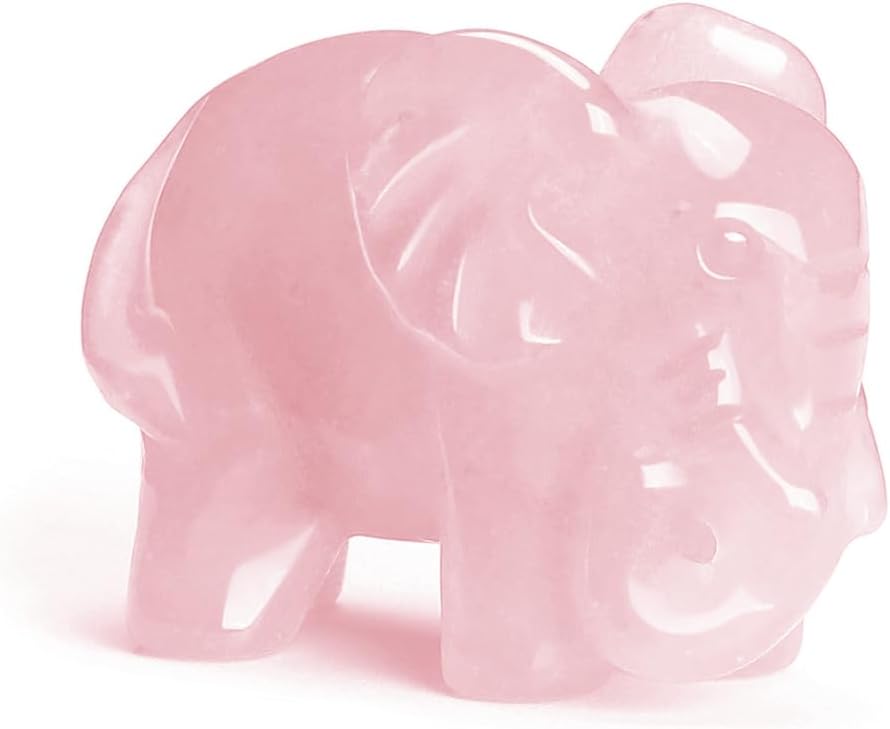 Amazon.com: CrystalTears Rose Quartz Healing Crystal Elephant Figurine ...
