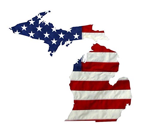 Amazon.com: Evan Decals State Of Michigan Realistic American Flag ...