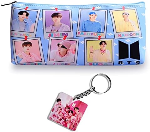 BTS Pencil Pouch & BTS Keychain Combo for Kids BTS Print Art Canvas ...